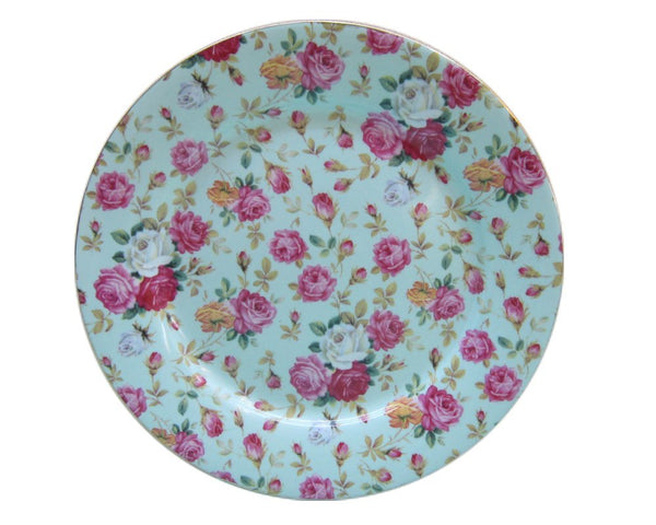 Gracie China Rose Chintz Porcelain Dessert Plates 8-Inch Set of 4 Asso ...